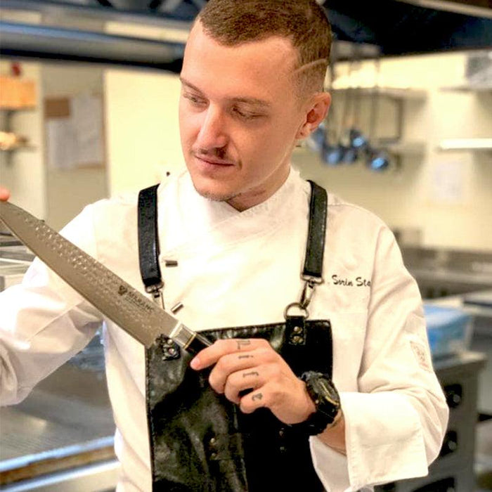 Cutit filetat profesional Maranc, otel de damasc, 15 cm, M174