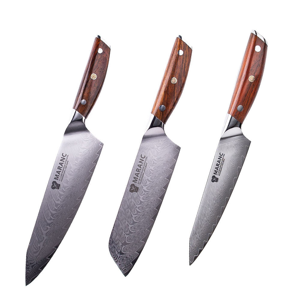Set Cutite Maranc, otel damasc, 3 piese, M307